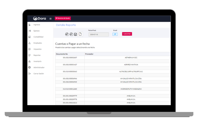 Dora, Contabilidad más Rápida: Sistema Contable Compatible con el SRI